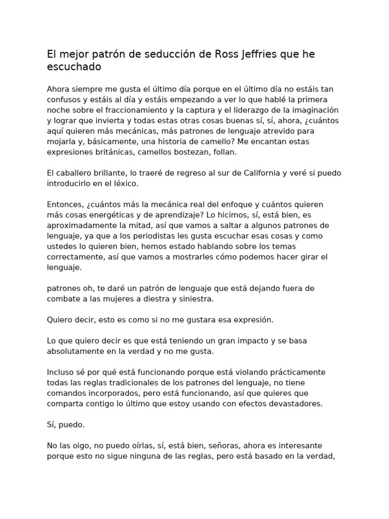 Patrones de seducción de Ross Jeffries | PDF | Sueño | Hipnosis