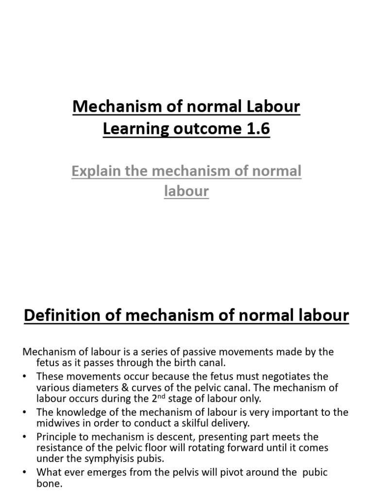 Mechanism of Normal Labour 1.6 | PDF | Pelvis | Anatomical Terms Of Motion