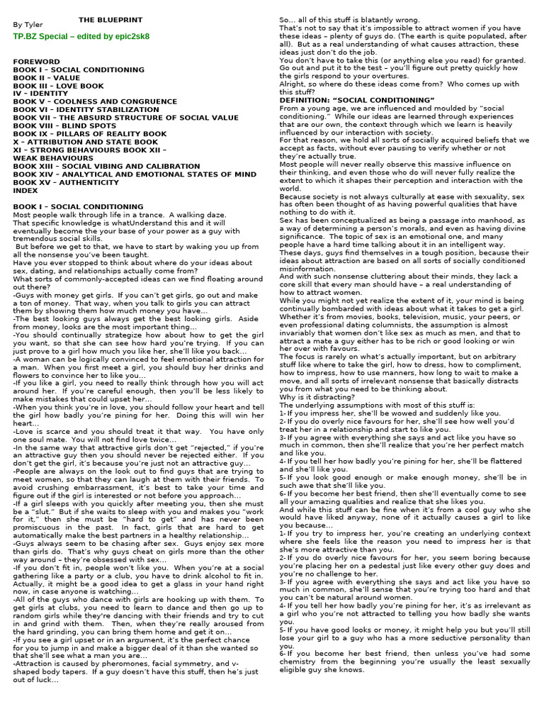 RSD Tyler Durden Blueprint | PDF | Reason | Body Language