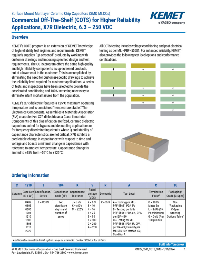 Kem C1027 X7R Cots SMD | PDF | Capacitor | Electronics