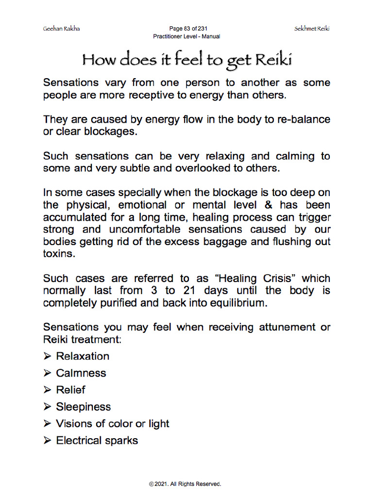 How Does It Feel To Get Reiki Session or Attunement | PDF
