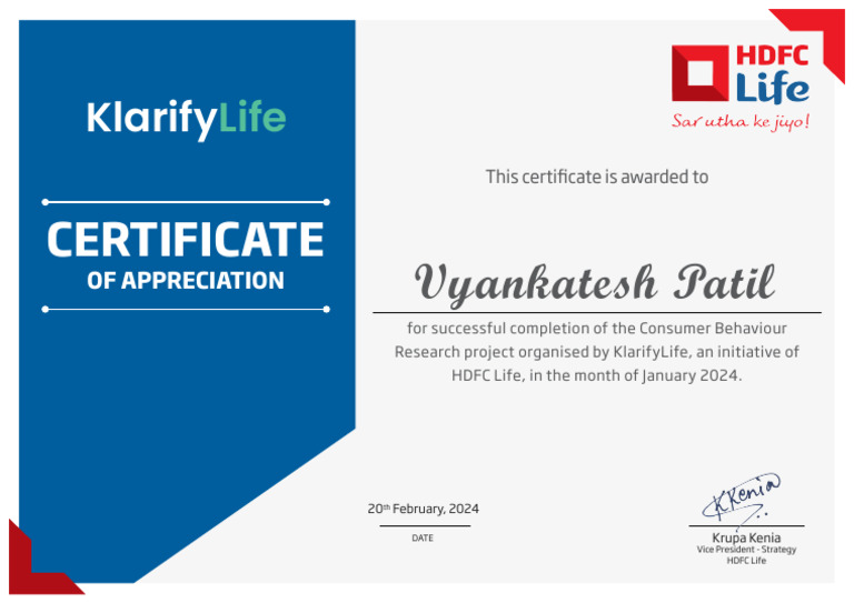 Klarify Life Certificate | PDF