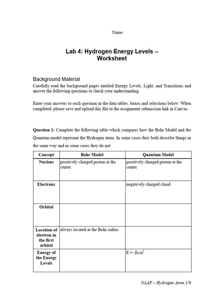 Lab4 Hydrogen | PDF | Energy Level | Spectral Line
