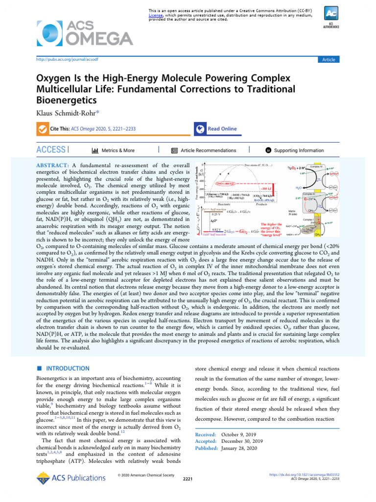 Schmidt Rohr 2020 Oxygen Is The High Energy Molecule Powering Complex ...