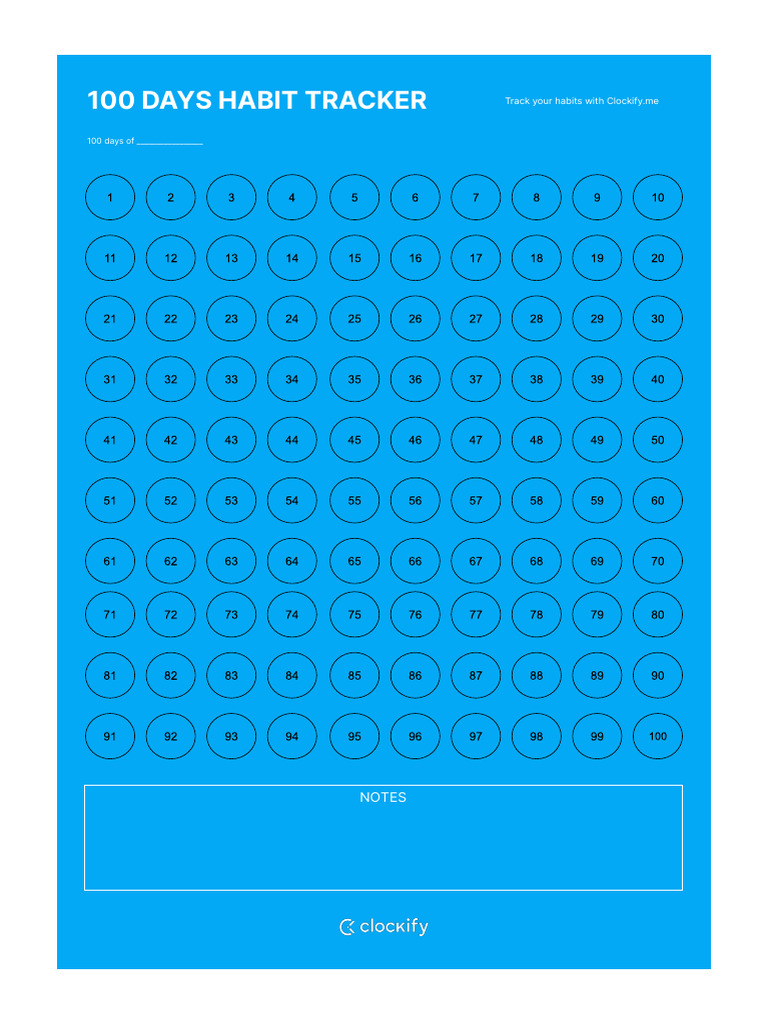 100 Days Habit Tracker | PDF