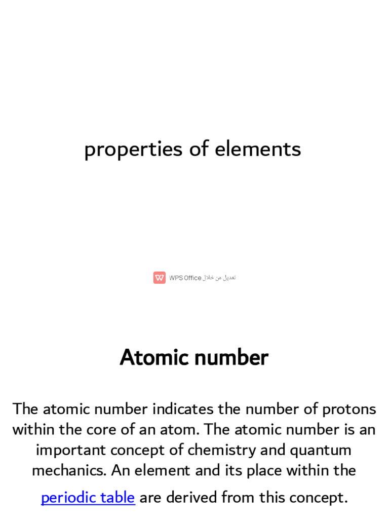 Key Properties of Chemical Elements | PDF | Atoms | Isotope