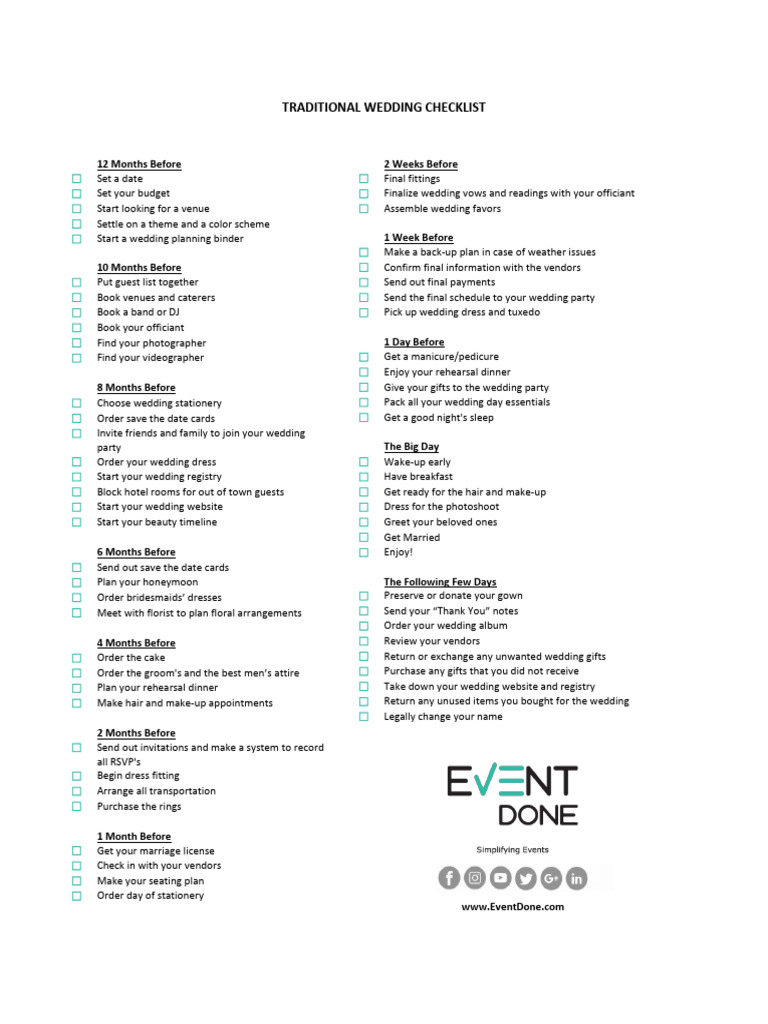 Essential Wedding Planning Checklist | PDF | Wedding | Rites Of Passage