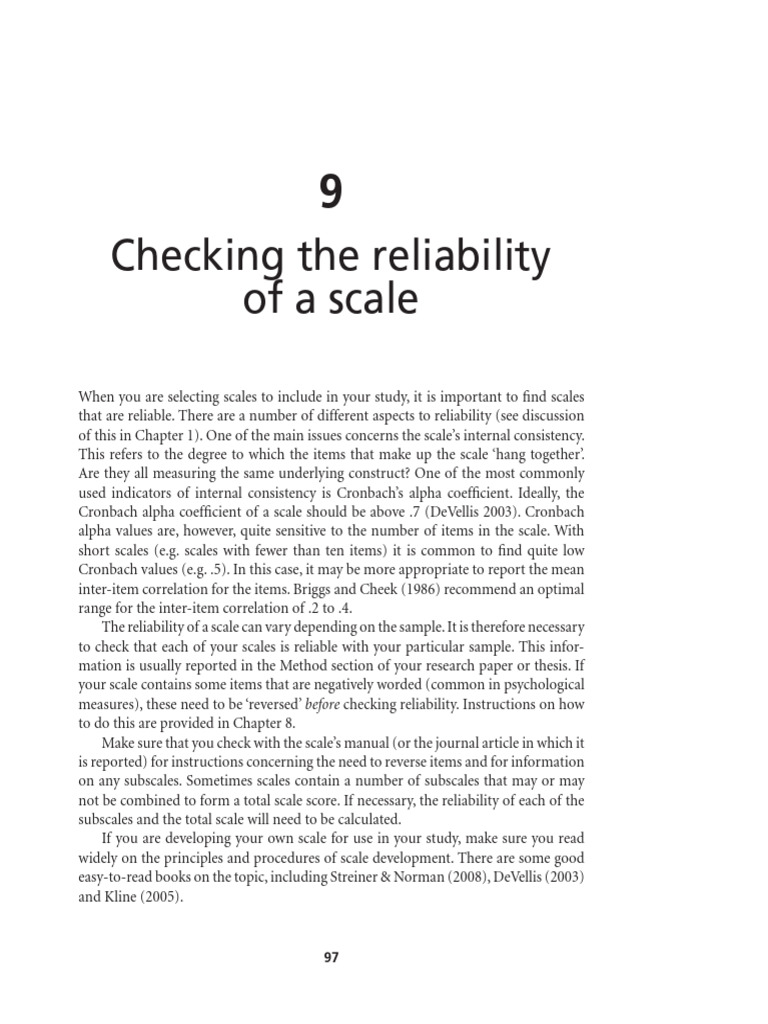 Internal Reliability of Scales Explained | PDF | Cronbach's Alpha ...