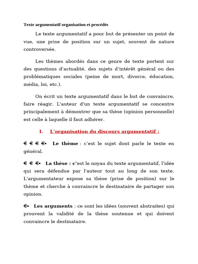 Organisation du texte argumentatif | PDF | Argumentation