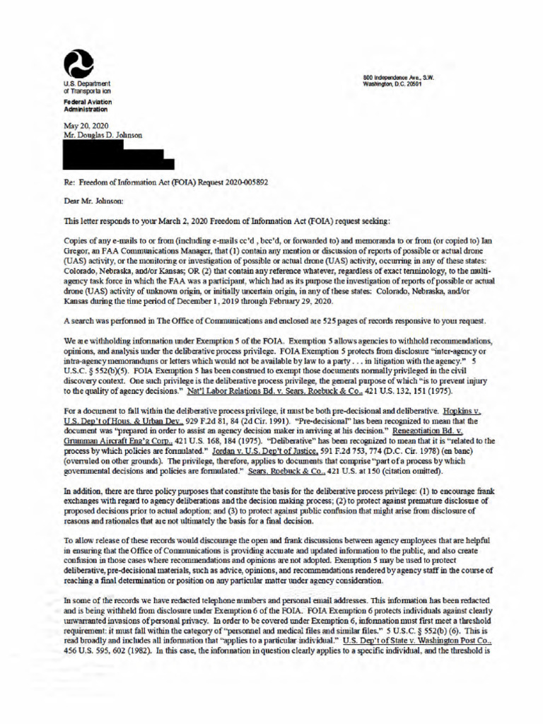 FAA's Privacy and Drone Disclosure Policy | PDF | Federal Aviation ...