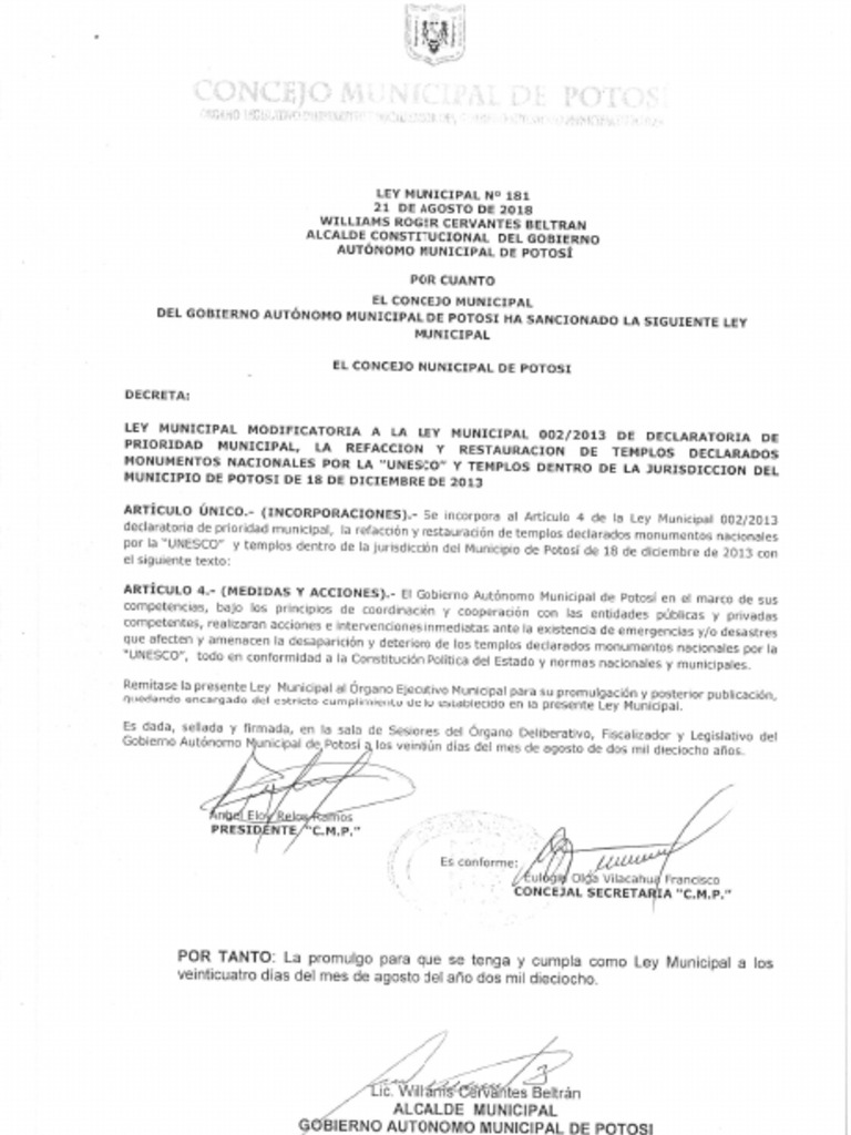 Ley MUNICIPAL 181 | PDF