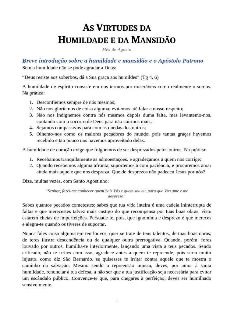Humildade e Mansidão: Virtudes Essenciais | PDF | Presente espiritual ...