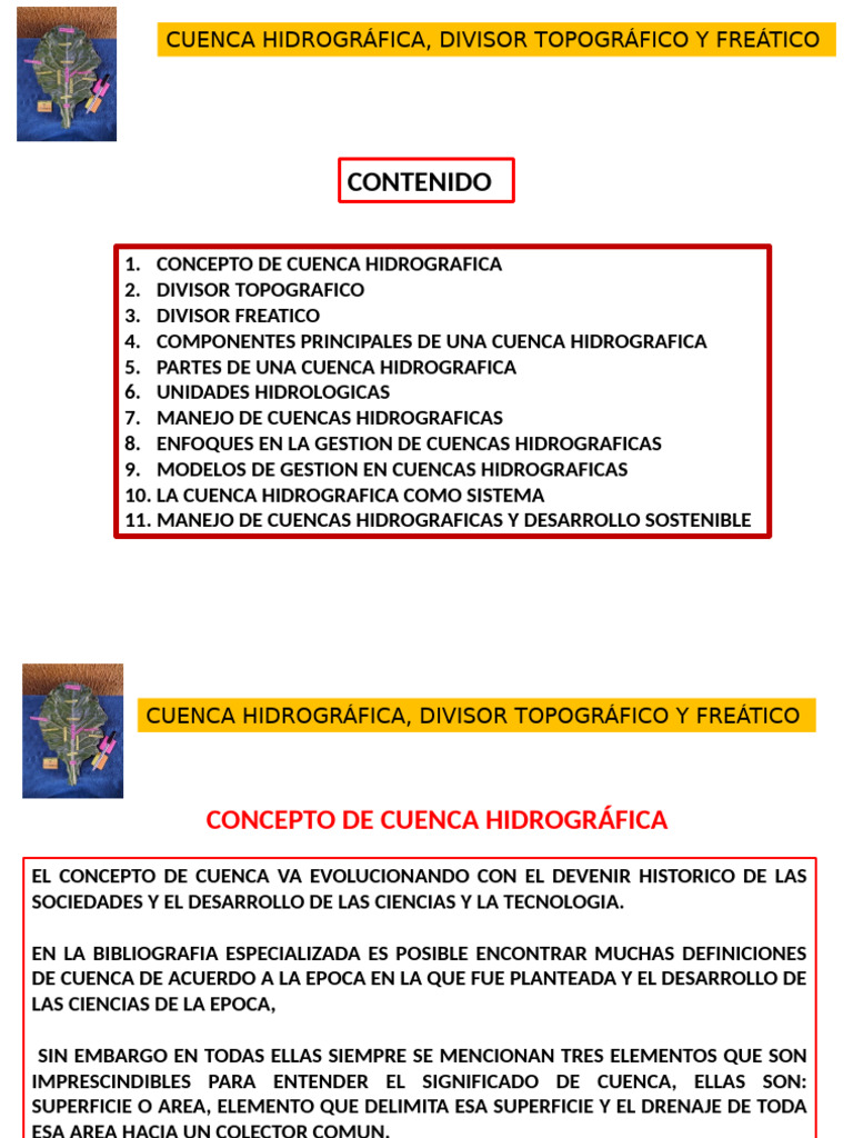 Tema 1 Concepto de Cuenca, Divisor Topo y Freat | PDF | Cuenca de ...
