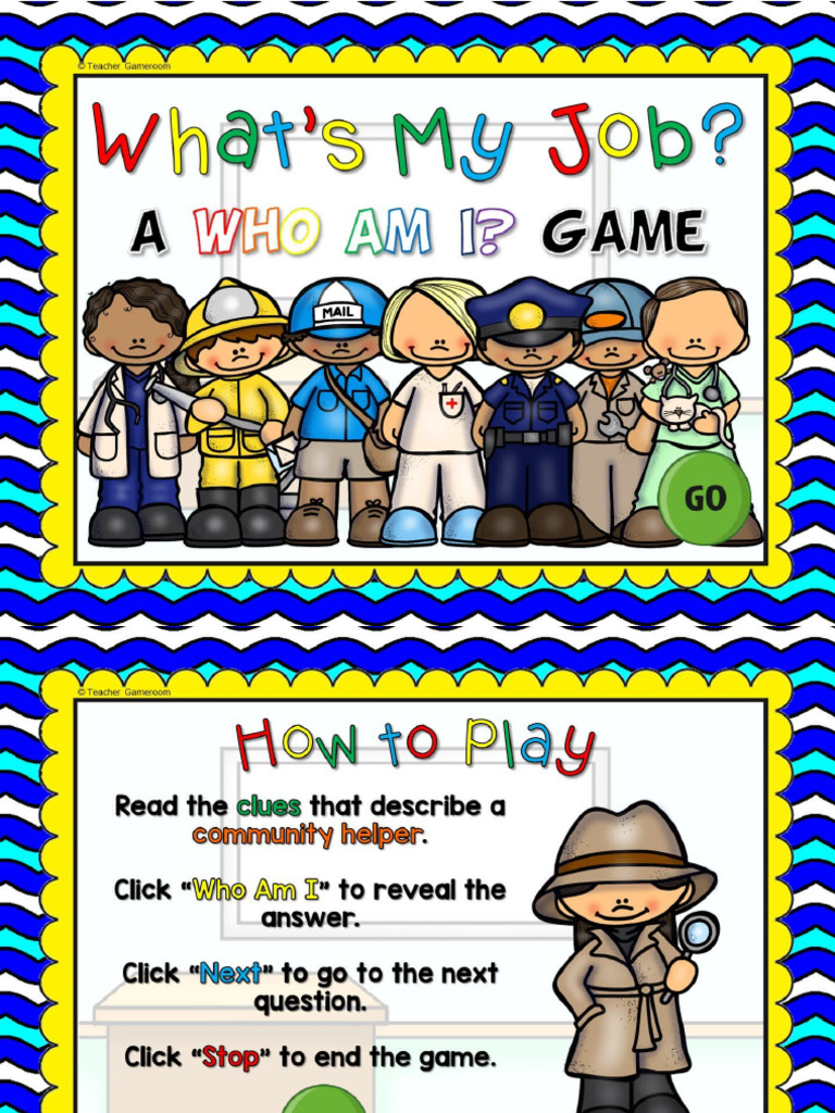 Who Am I - Community Helpers ©teacher Gameroom | PDF
