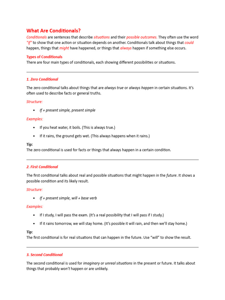 Notes On Conditionals | PDF | Verb | Linguistics