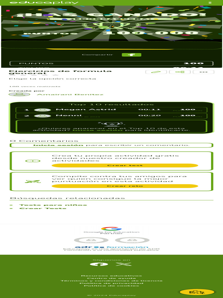 Test Ejercicios de Formula General | PDF