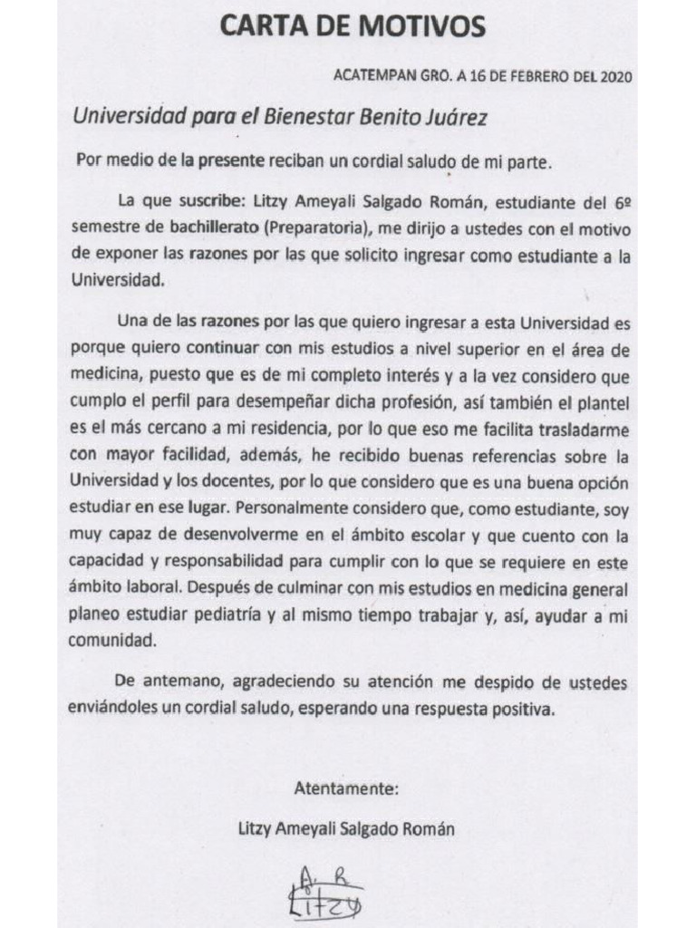 Carta de Motivos | PDF