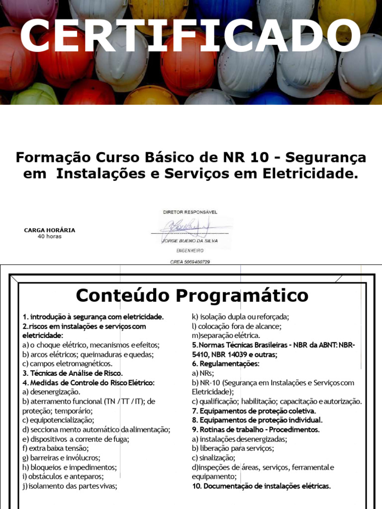 Certificado de NR 10 - Cleber | PDF