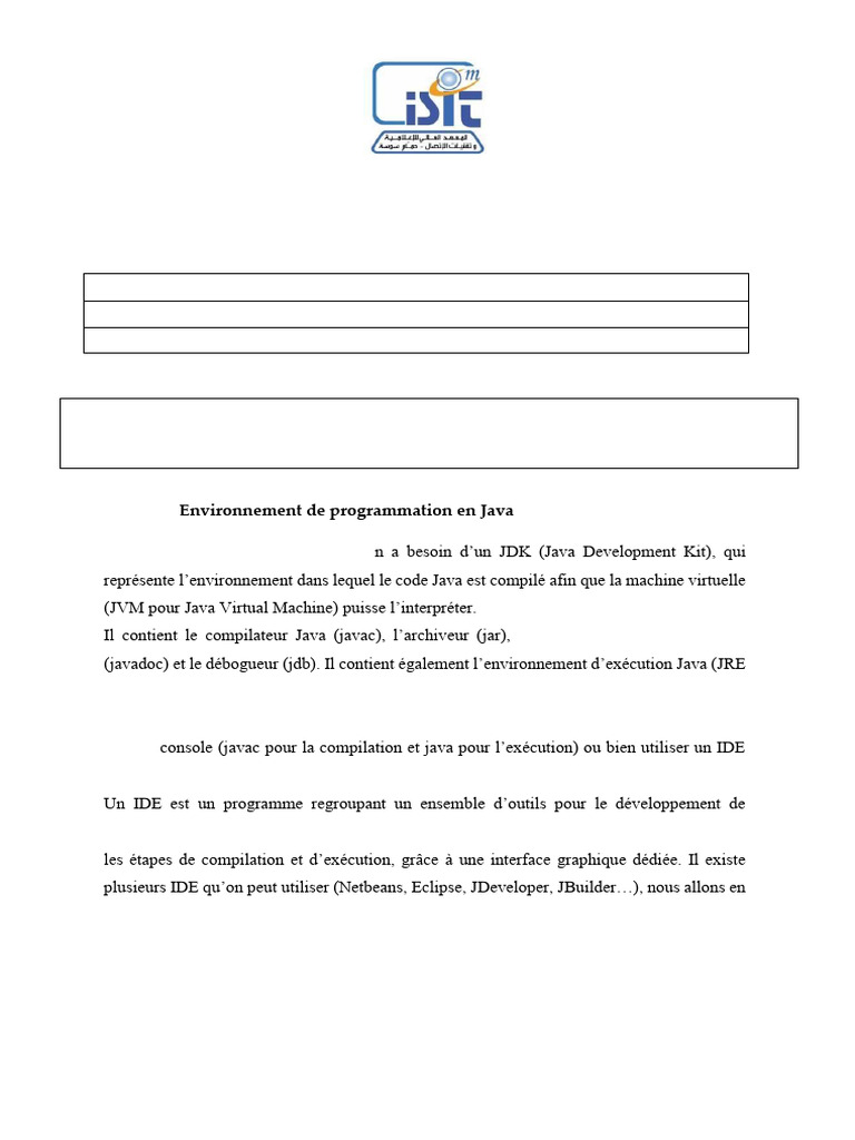TP1-2023-2024 Isitcom | PDF | Java (Langage de programmation) | Environnement de développement