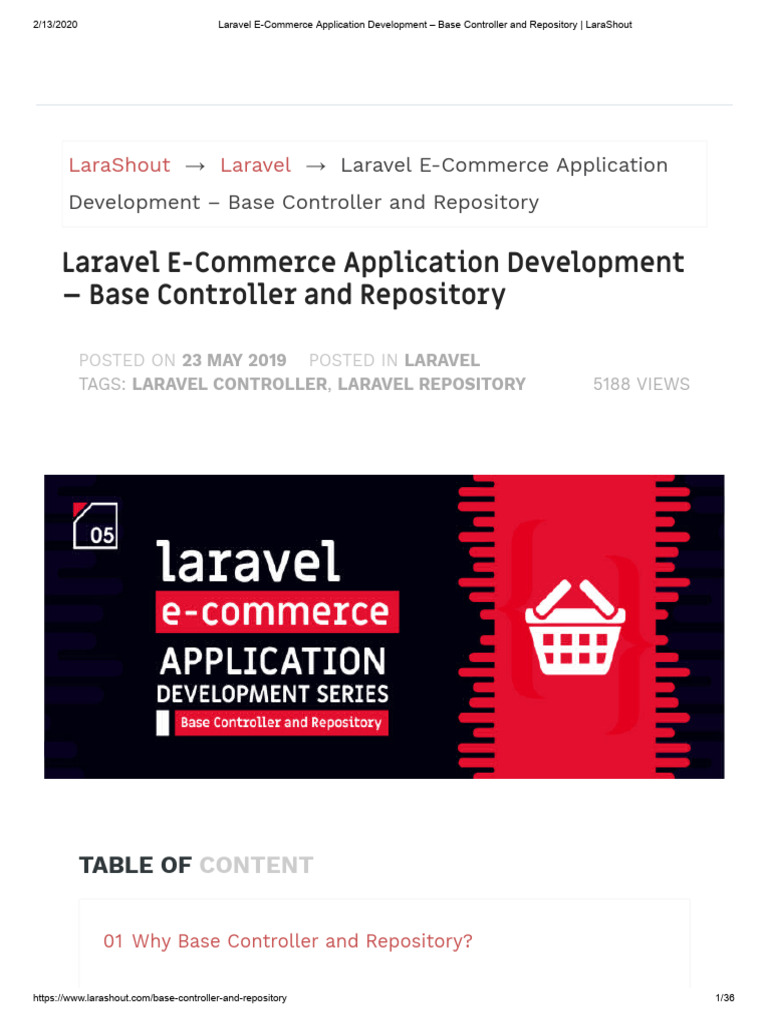 6 Laravel E-Commerce Application Development - Base Controller and Repository - LaraShout | PDF ...