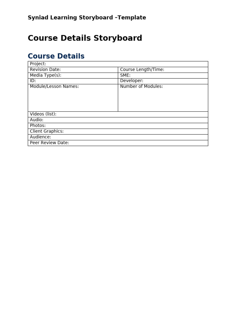 Syniad Storyboard Template | PDF