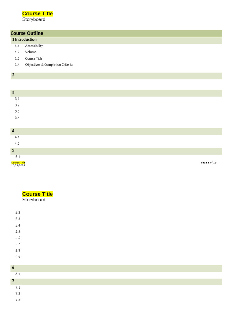 Course Title Storyboard Overview | PDF