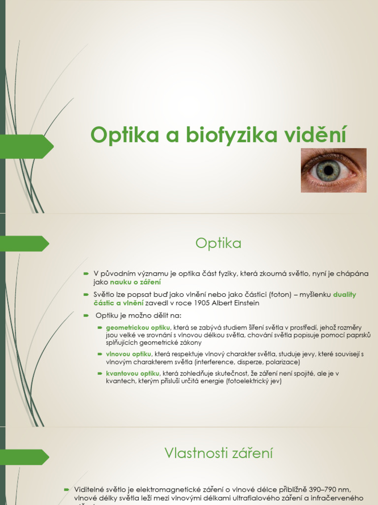 Optika A Biofyzika Vidění | PDF