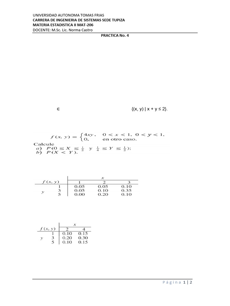 PRACTICA No4 Probabilidades | PDF | Teoría de probabilidad | Probabilidad