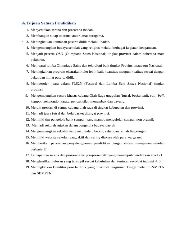 Tujuan Satuan Pendidikan | PDF