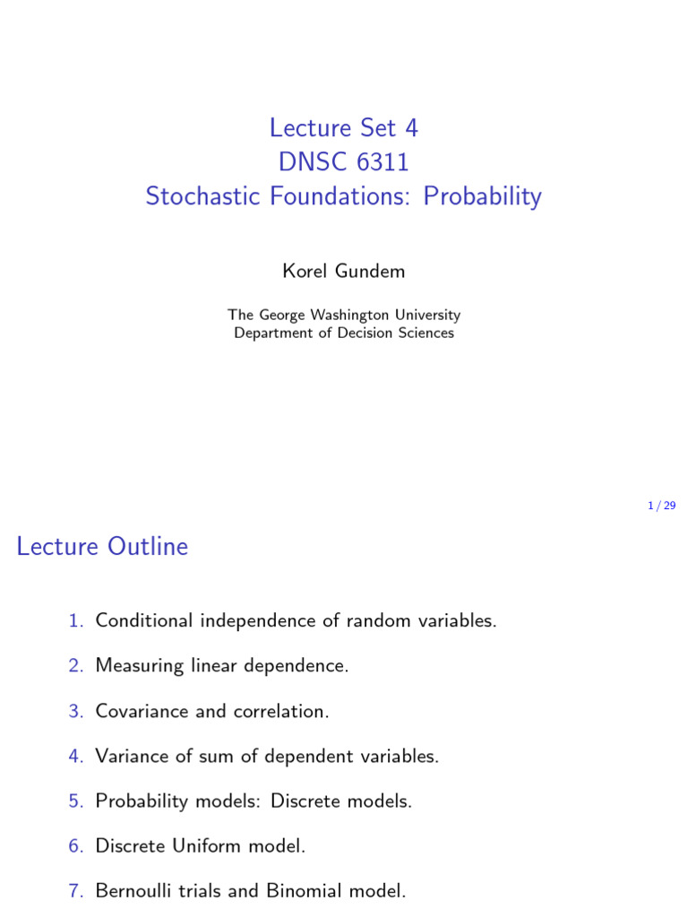 Lecture Set 4 | PDF | Probability Distribution | Statistical Models