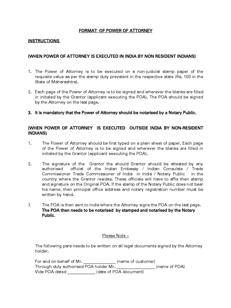 Poa Format Icici | PDF | Finance & Money Management | Law