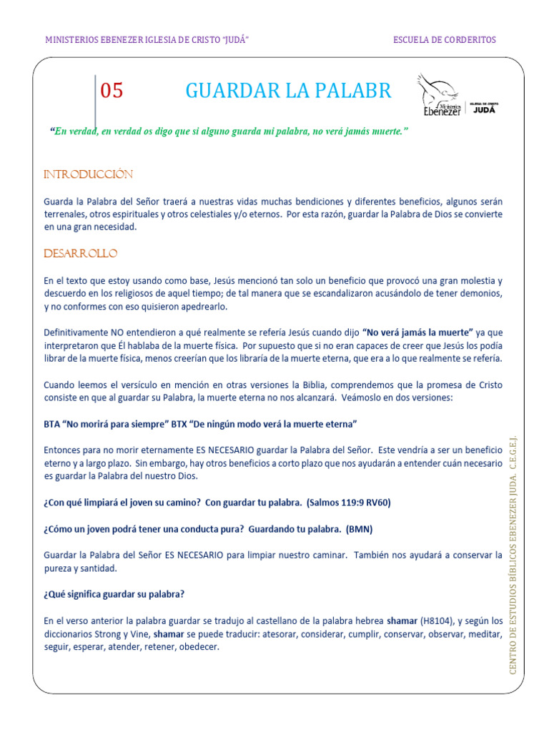 Tema No 5 GUARDAR LA PALABRA - 240910 - 130901 | PDF | Cristo (título) | Jesús