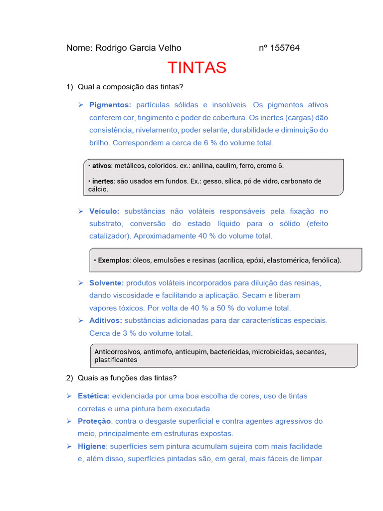 Tintas | PDF | Tinta | Materiais
