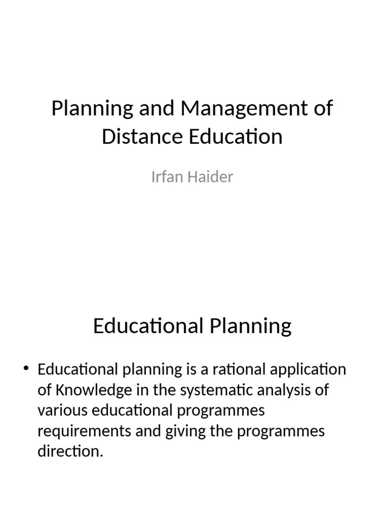 Unit 3 Planning and Management of Distance Education | PDF | Distance ...