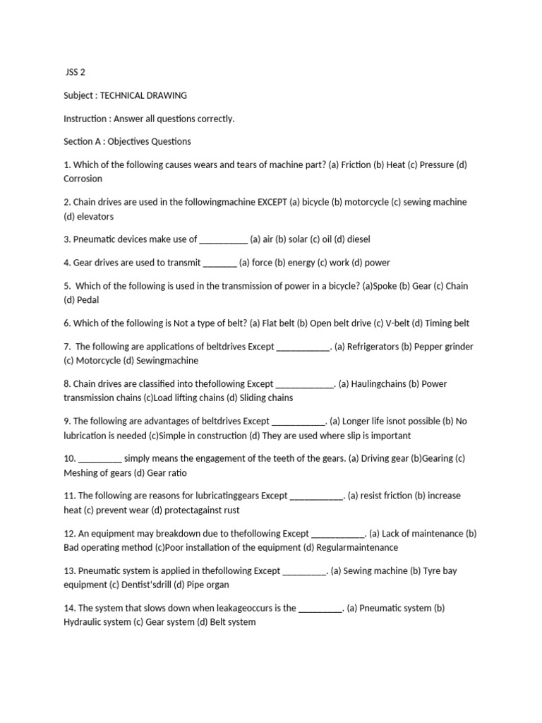 technical drawing jss2 | PDF | Belt (Mechanical) | Gear