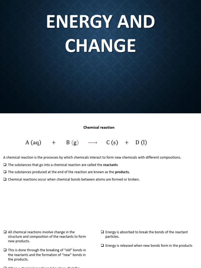 Energy and Change | PDF | Chemical Reactions | Activation Energy