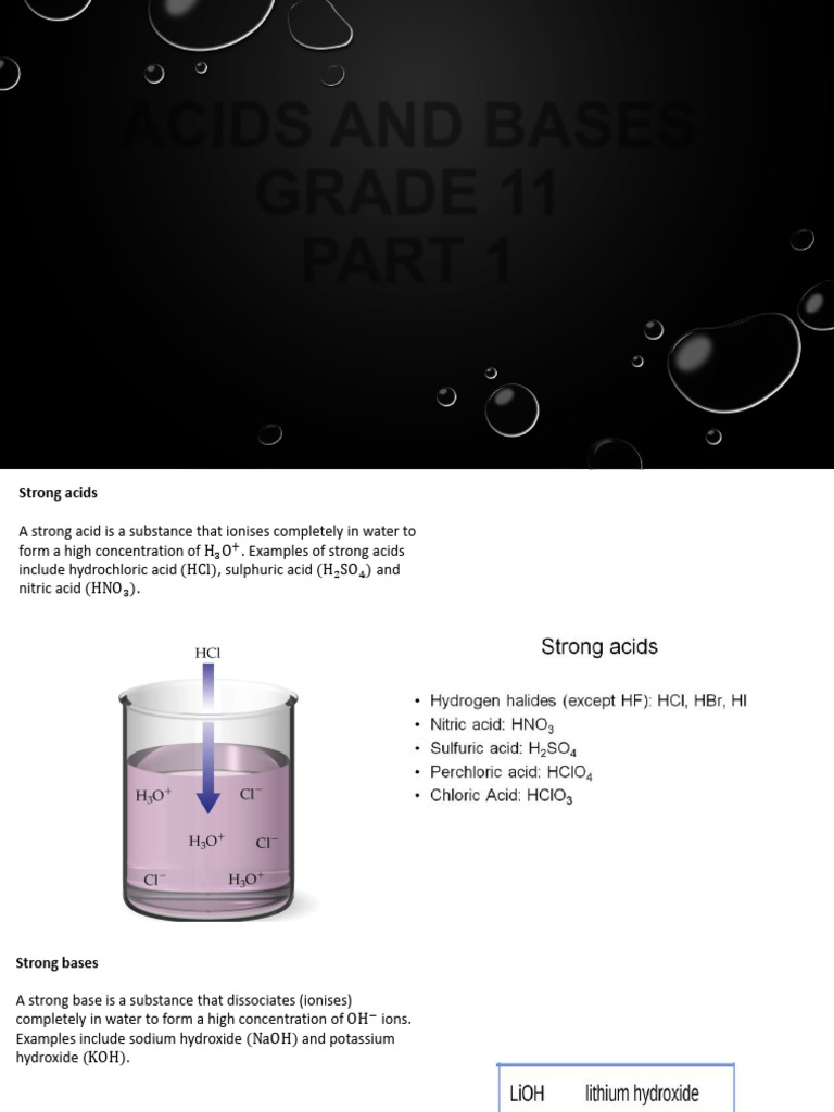Grade 11 Acids and Bases Overview | PDF | Titration | Chemistry
