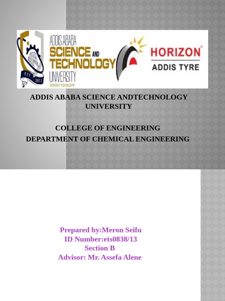 Internship Presentetion by Meron Seifu | PDF | Tire | Sodium Hydroxide