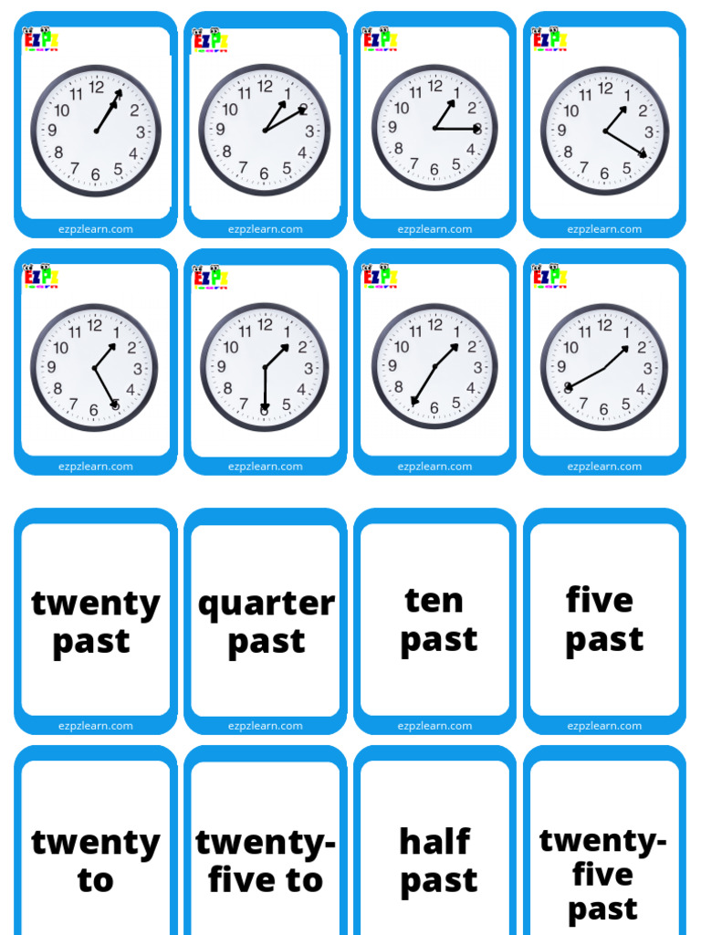 Telling Time 5 Minute Intervals Mini Flashcards-1 | PDF