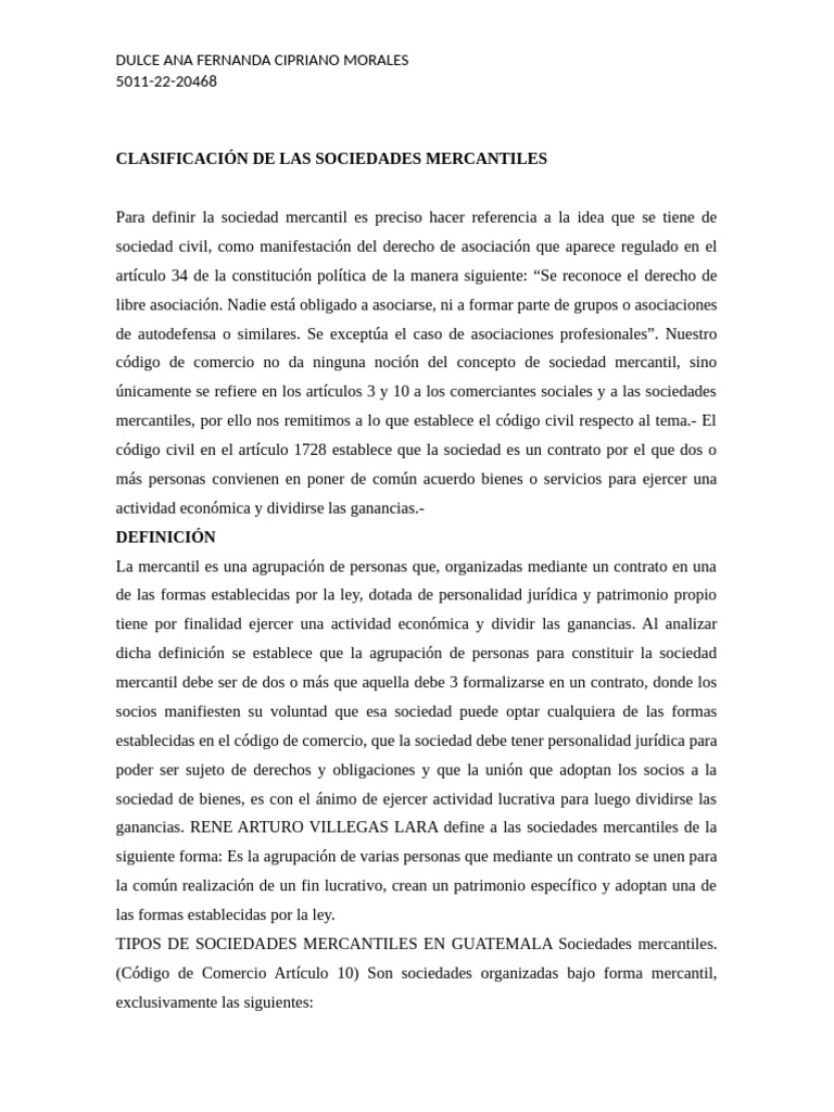 Clasificación de Las Sociedades Mercantiles | PDF | Sociedad de responsabilidad limitada | Sociedad