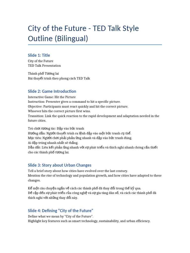 City of The Future Slide Outline Bilingual | PDF