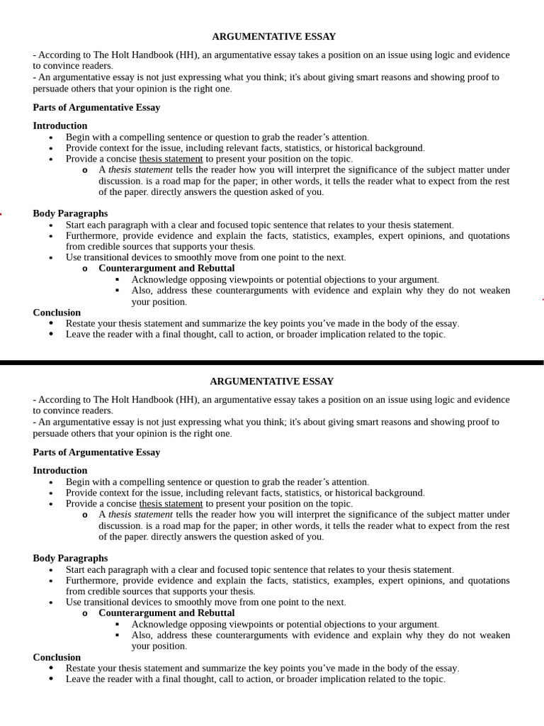 Argumentative Essay Guide | PDF | Essays | Evidence
