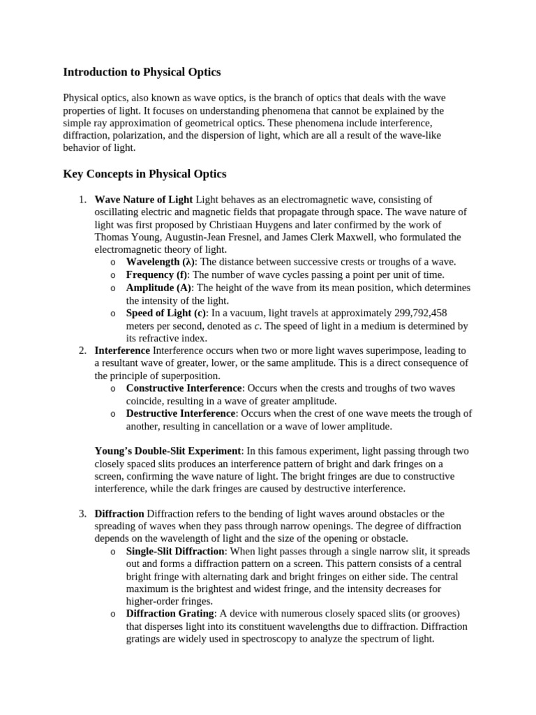 Understanding Physical Optics Concepts | PDF | Optics | Waves