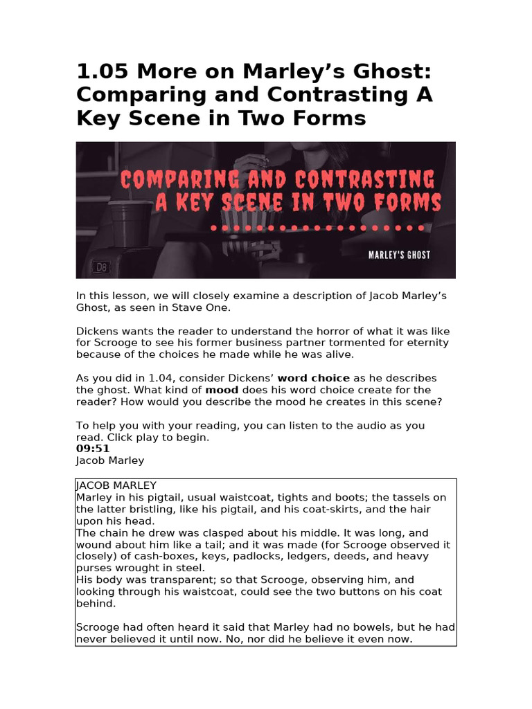1 - 05 More On Marley's Ghost Comparing and Contrasting A Key Scene in ... 1 - 05 More On Marley's Ghost Comparing and Contrasting A Key Scene in ...