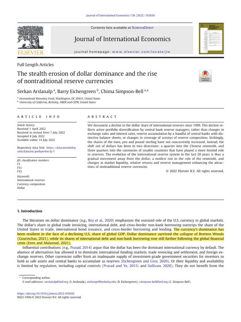 Novo 1 | PDF | Reserve Currency | Special Drawing Rights