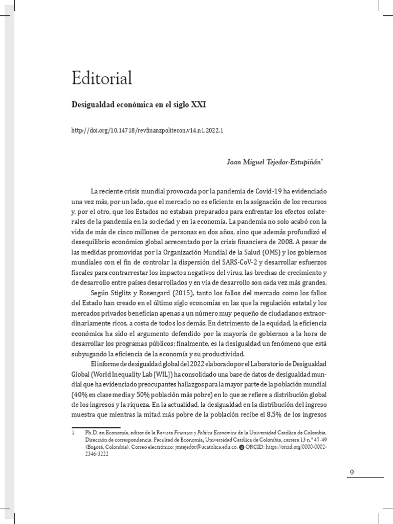 Articulo - Desigualdad Economica Del Siglo 21 | PDF | Desigualdad ...