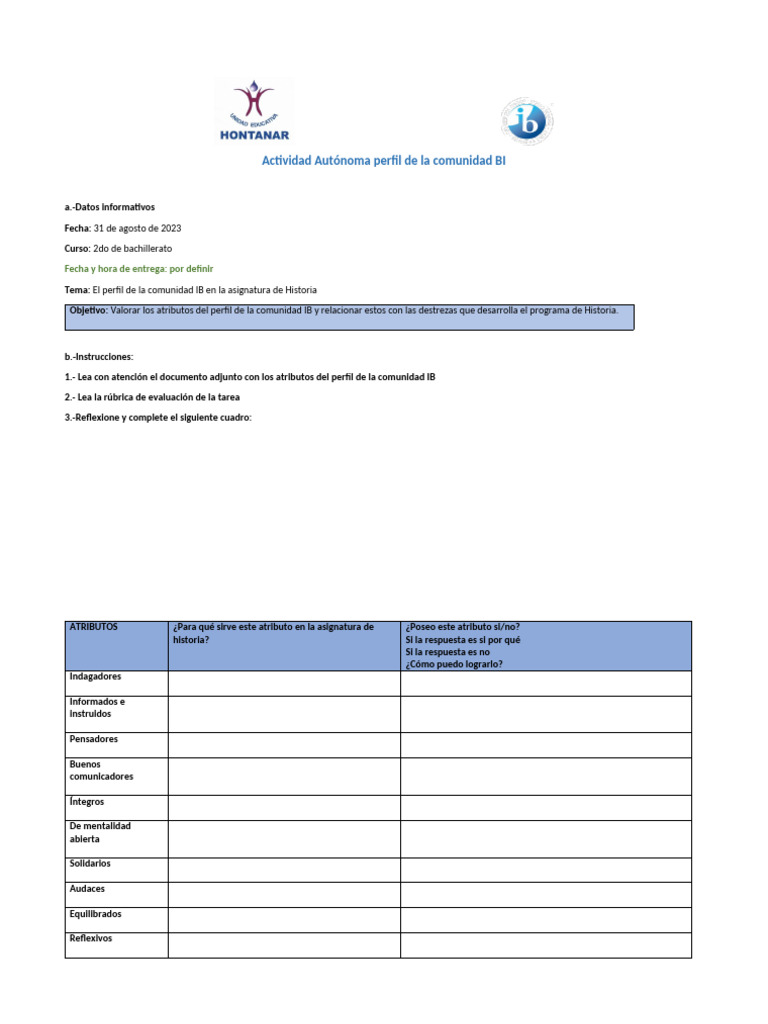Atributos del perfil IB en Historia | PDF | Cognición