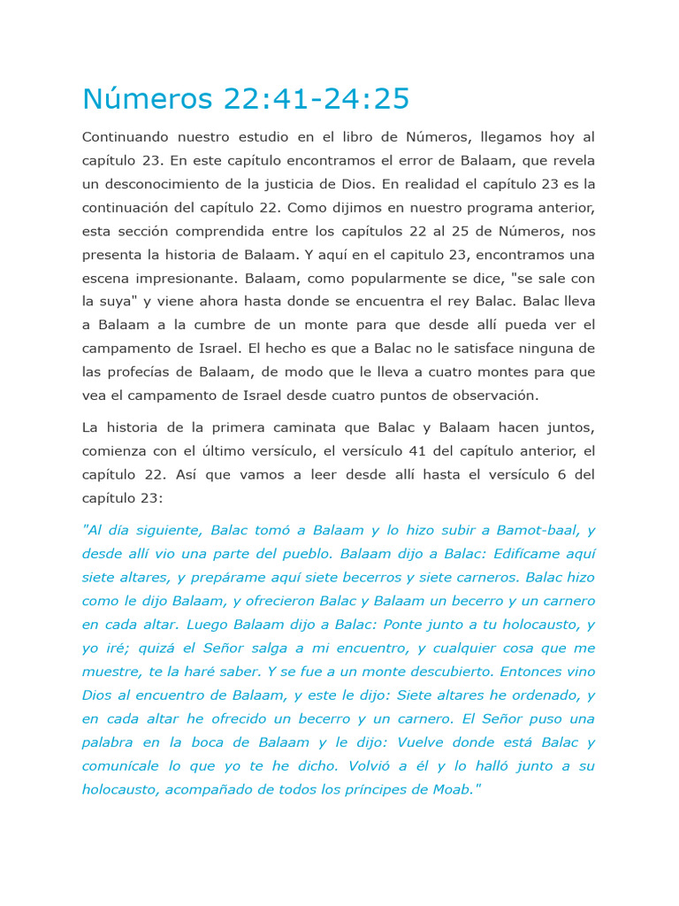 Números 22 Al 24 | PDF | Cristo (título) | Pecado
