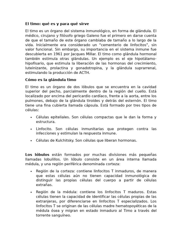El Timo | PDF | Timo | Sistema inmune