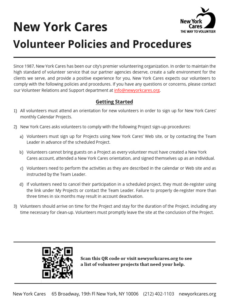 New York Cares Volunteer Guidelines | PDF | Justice | Crime & Violence